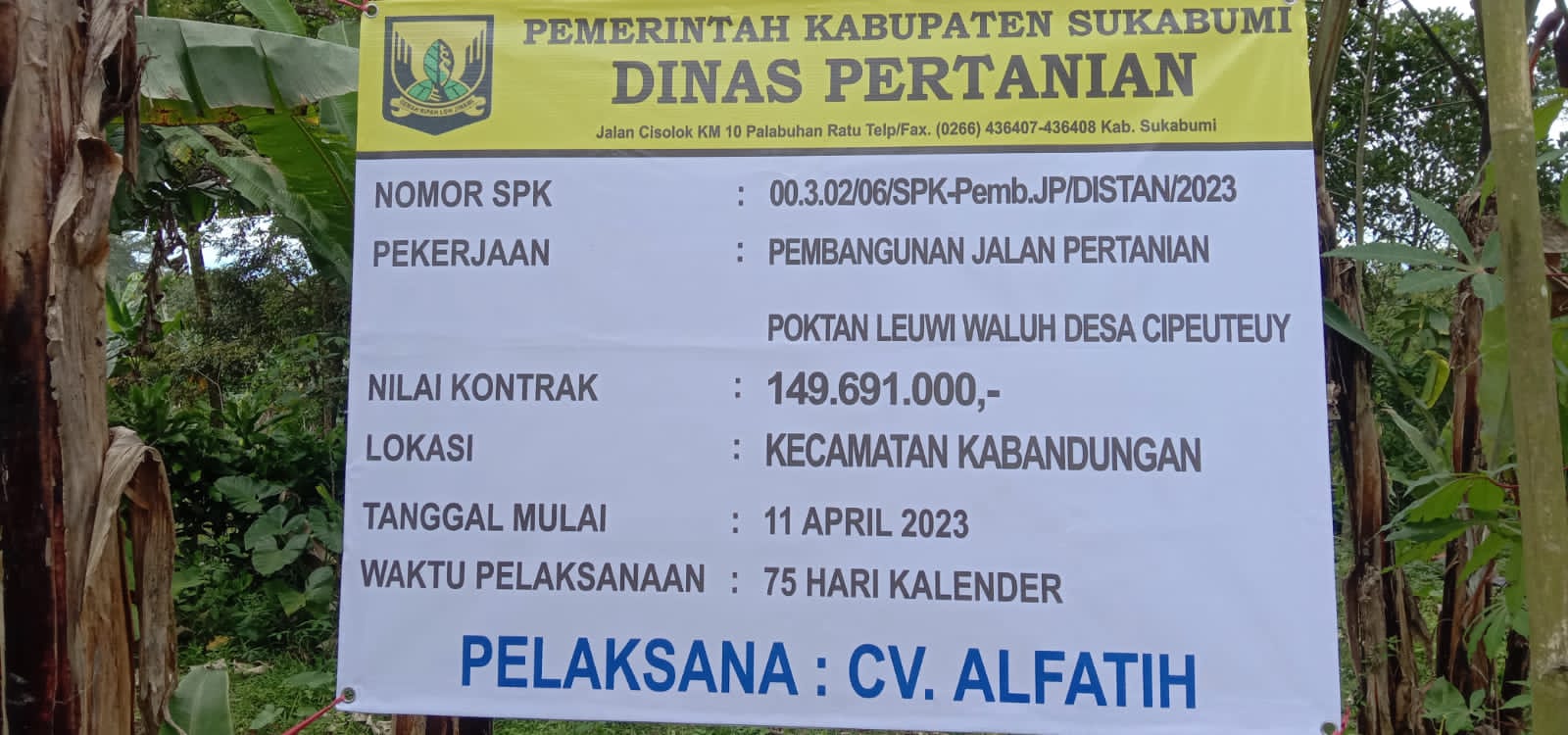 Pemerintah Kabupaten Sukabumi Melalui Dinas Pertanian Membangun Jalan ...