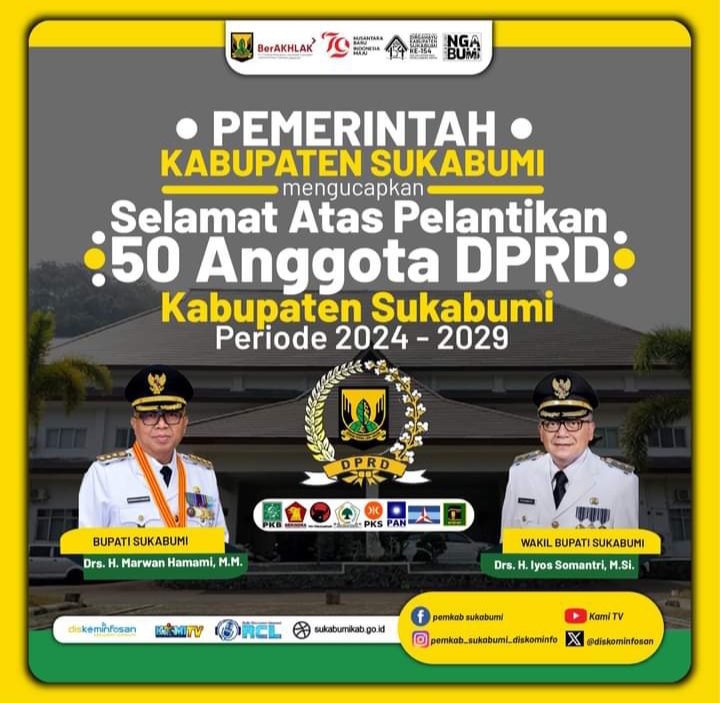 Pemerintah Kabupaten Sukabumi Mengucapkan Selamat Atas Pelantikan Anggota DPRD Kabupaten ...